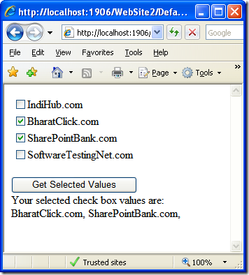 How to Get Selected Values of CheckBoxList in C#